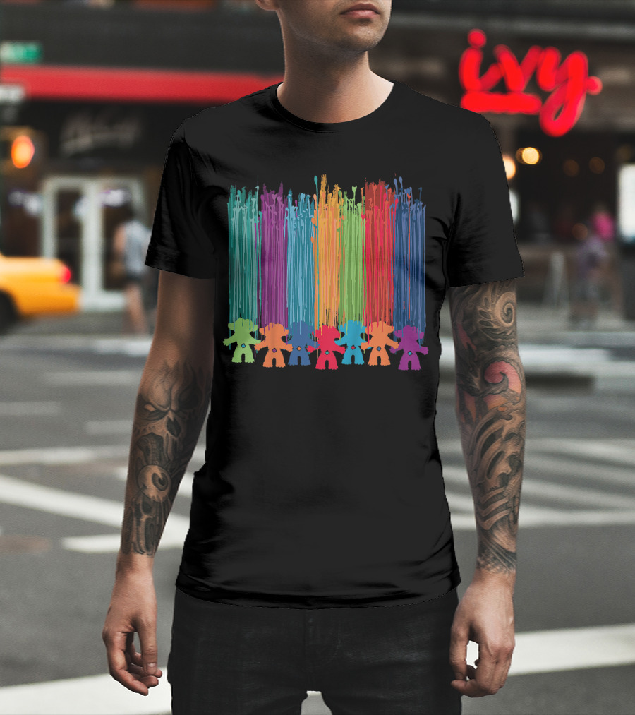 Kids Classic Trolls Rainbow Hair Paint Streaks T-Shirt