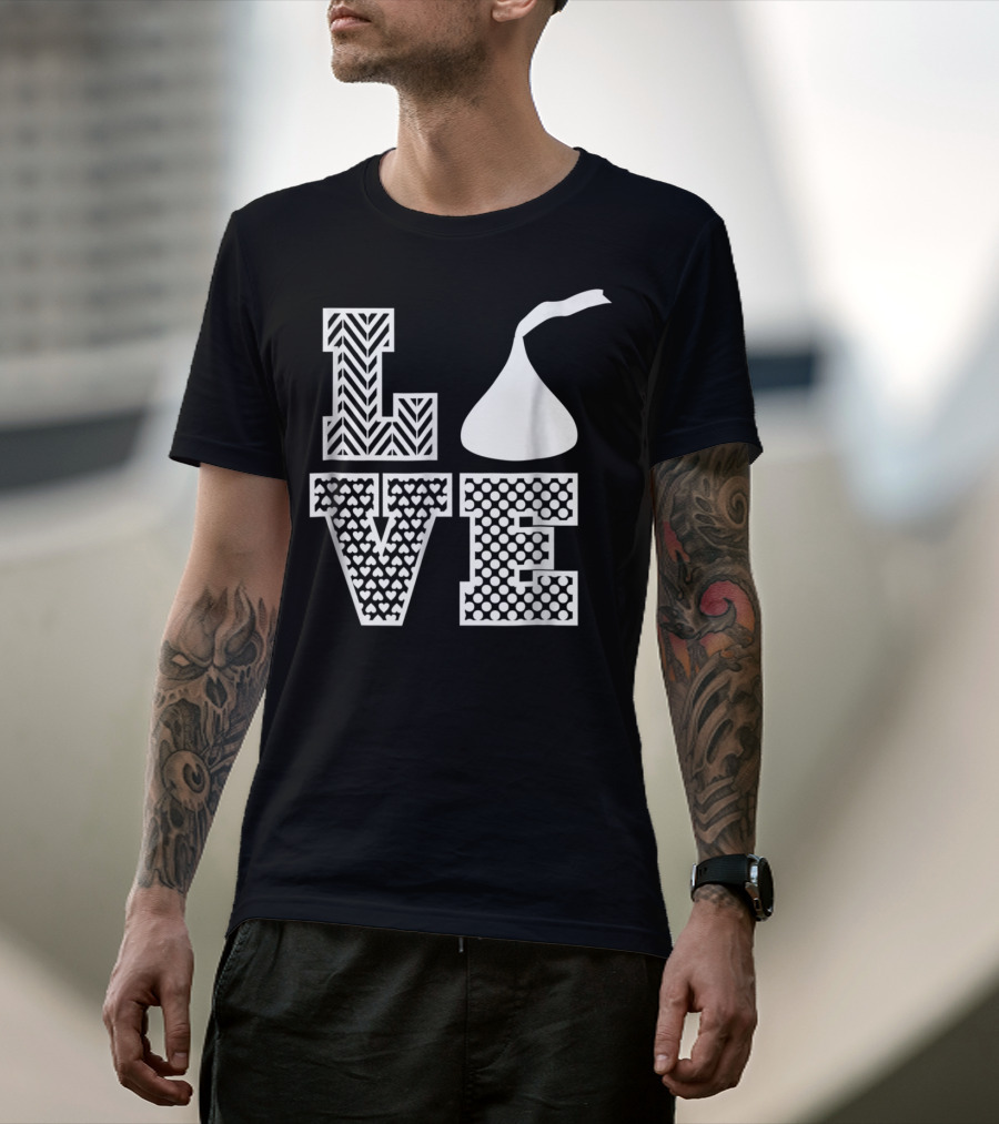 LOVE Hershey's Kisses Patterned Lettering Design Style 24476 T-Shirt