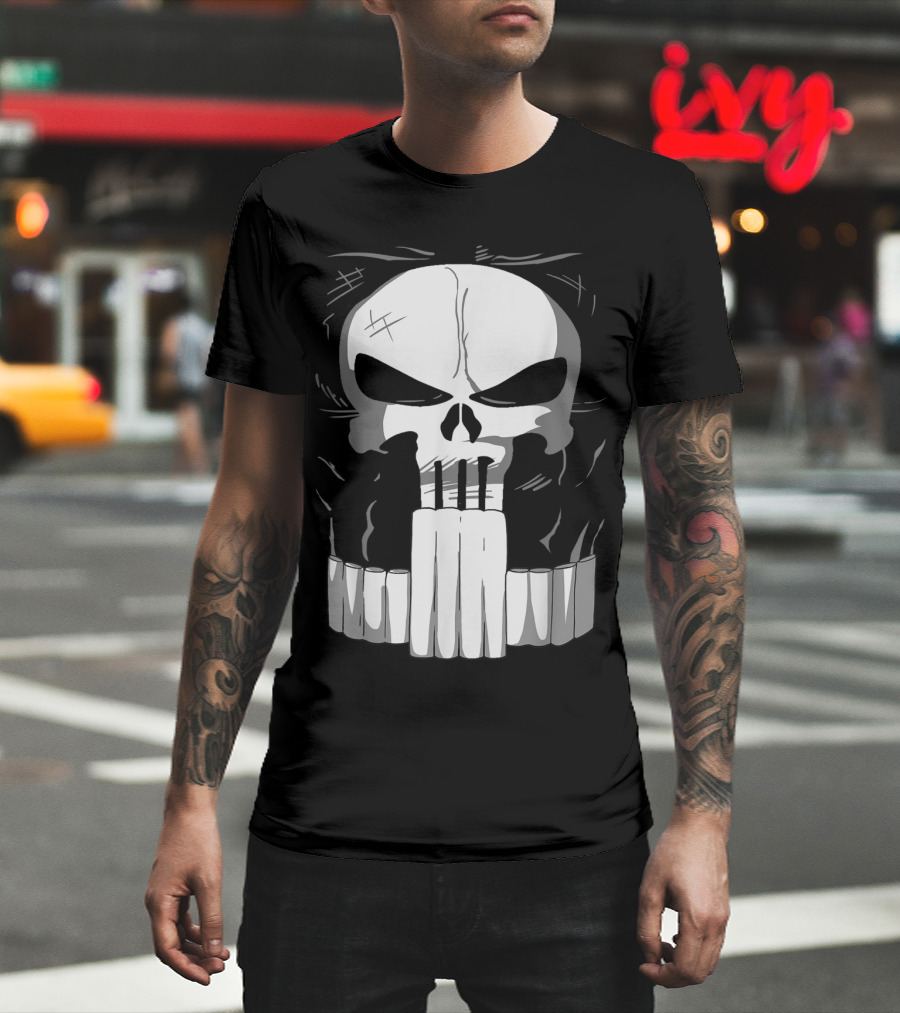Marvel Punisher Skull With Bullet Teeth T-Shirt