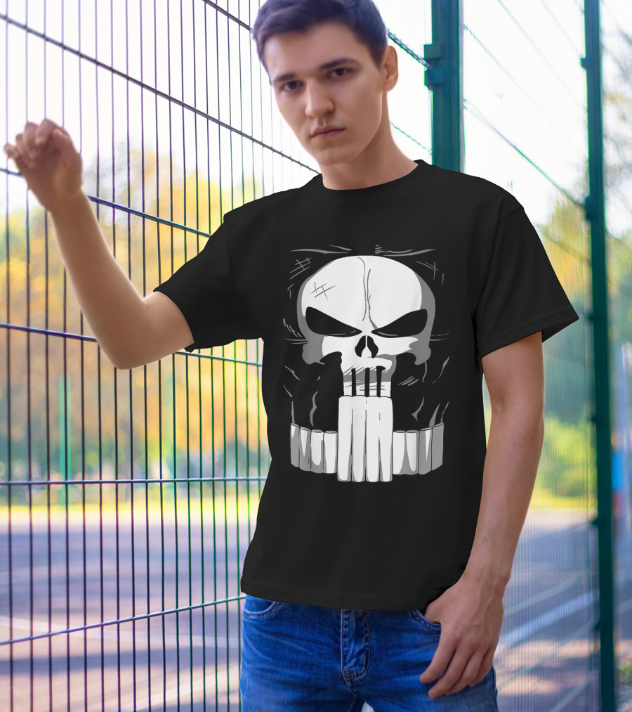Marvel Punisher Skull With Bullet Teeth T-Shirt