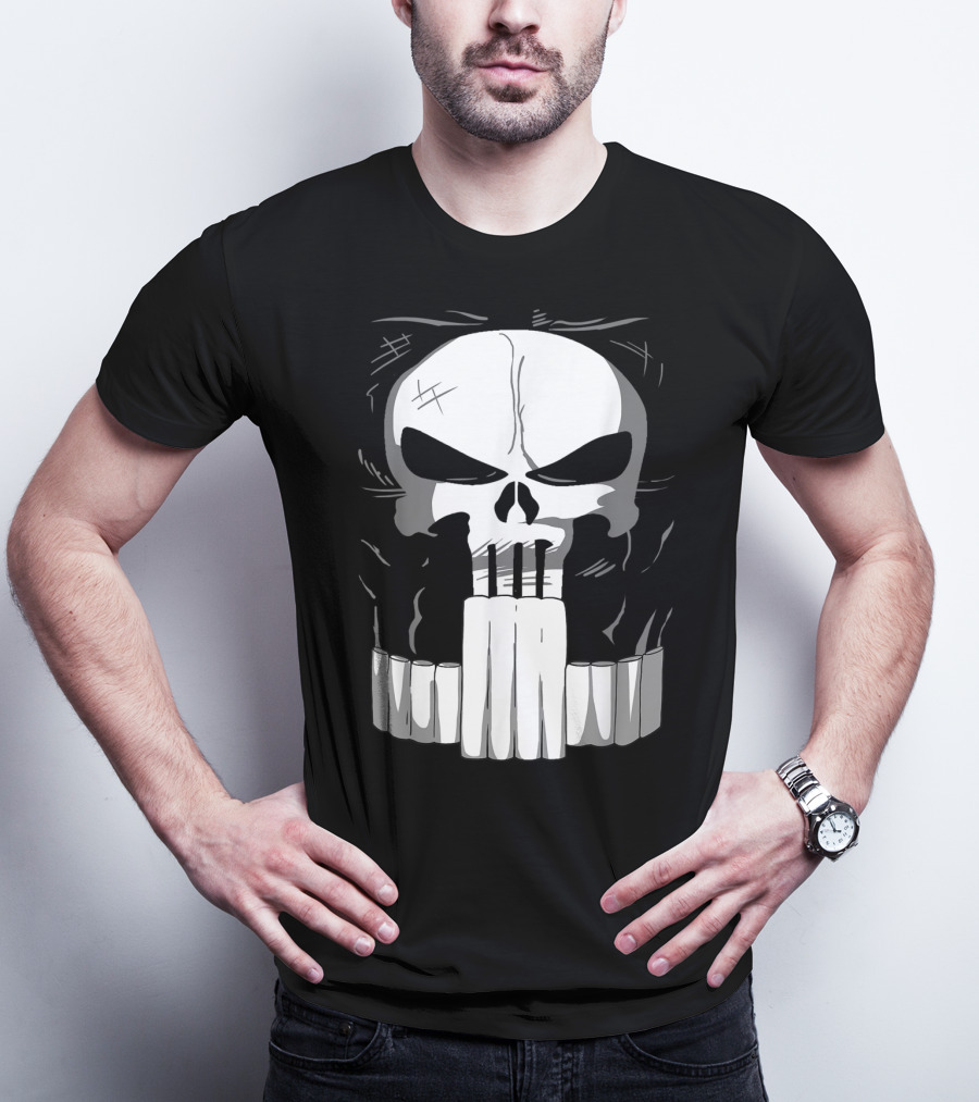 Marvel Punisher Skull With Bullet Teeth T-Shirt