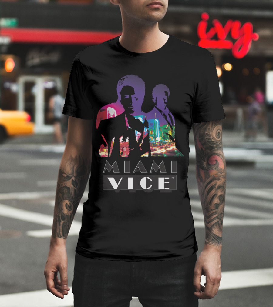 Miami Vice Classic Neon Cityscape T-Shirt