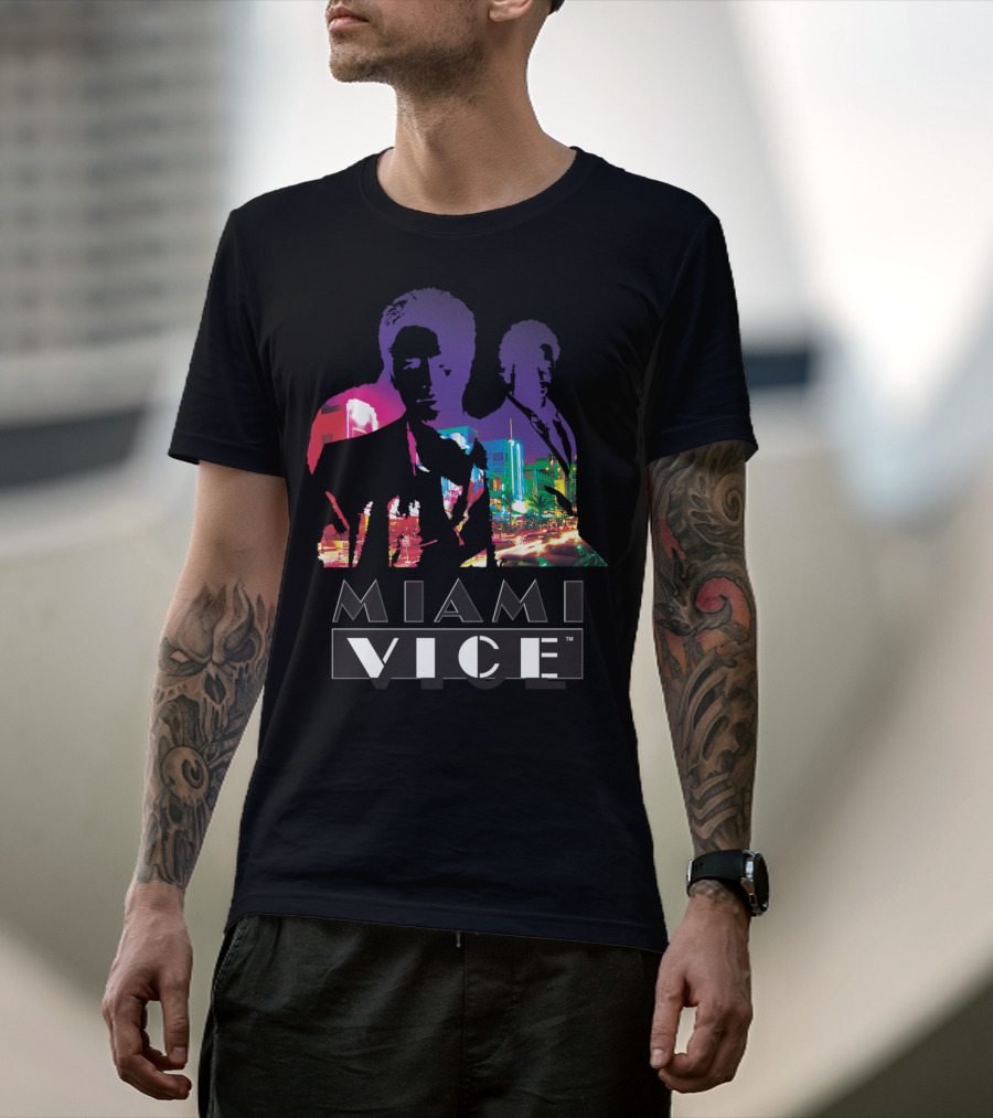 Miami Vice Classic Neon Cityscape T-Shirt
