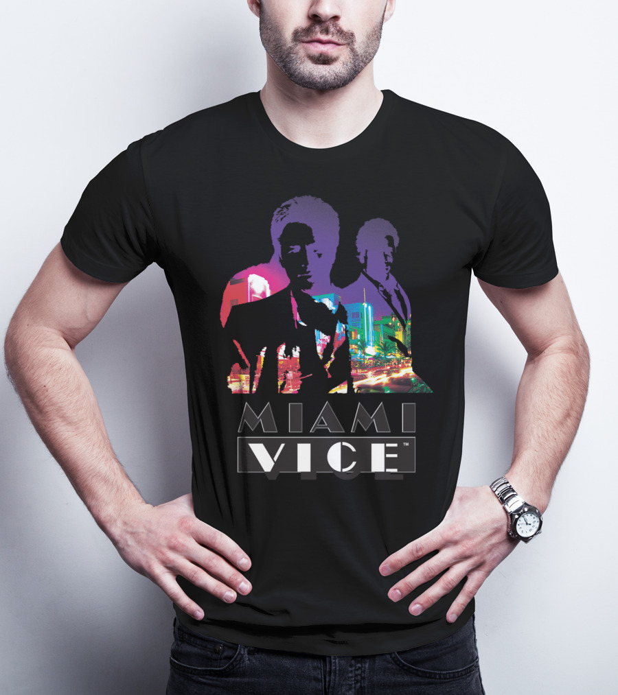 Miami Vice Classic Neon Cityscape T-Shirt