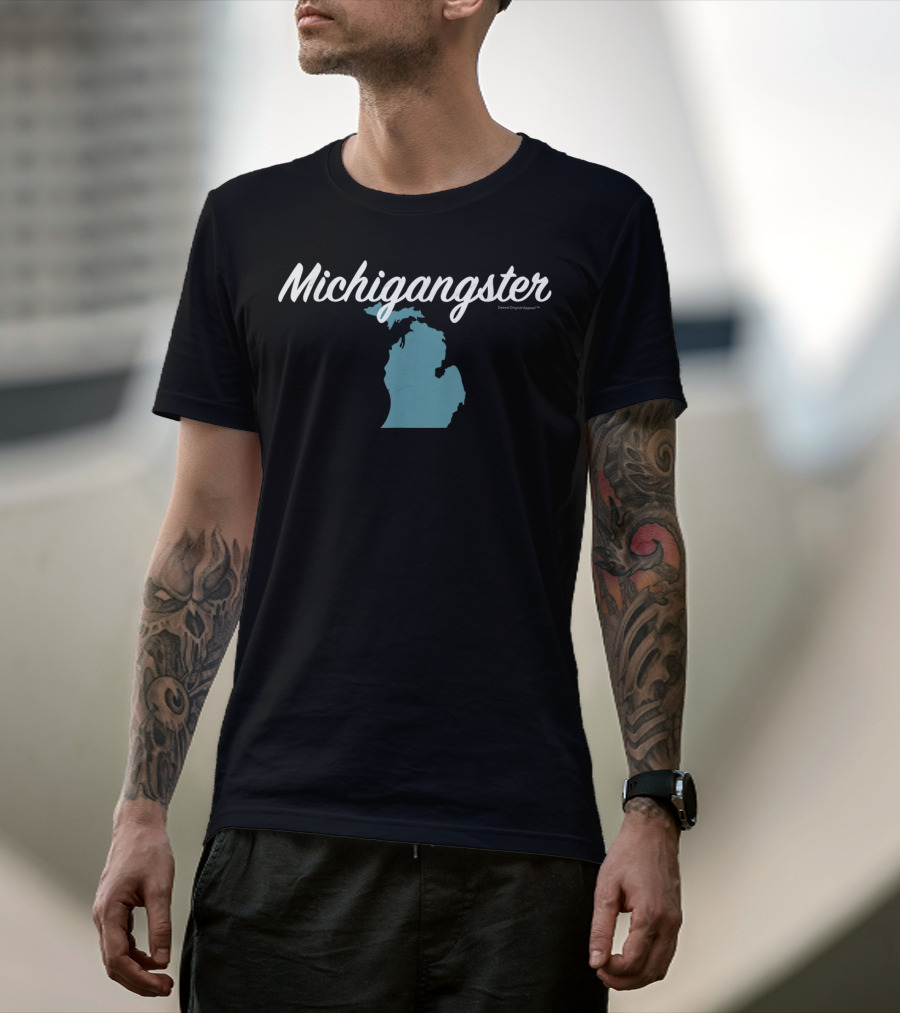 Michigangster Detroit Michigan Mitten Map T-Shirt
