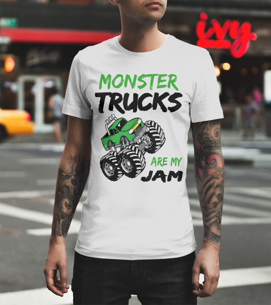 Monster Trucks Are My Jam Classic Green Racing Adventure T-Shirt