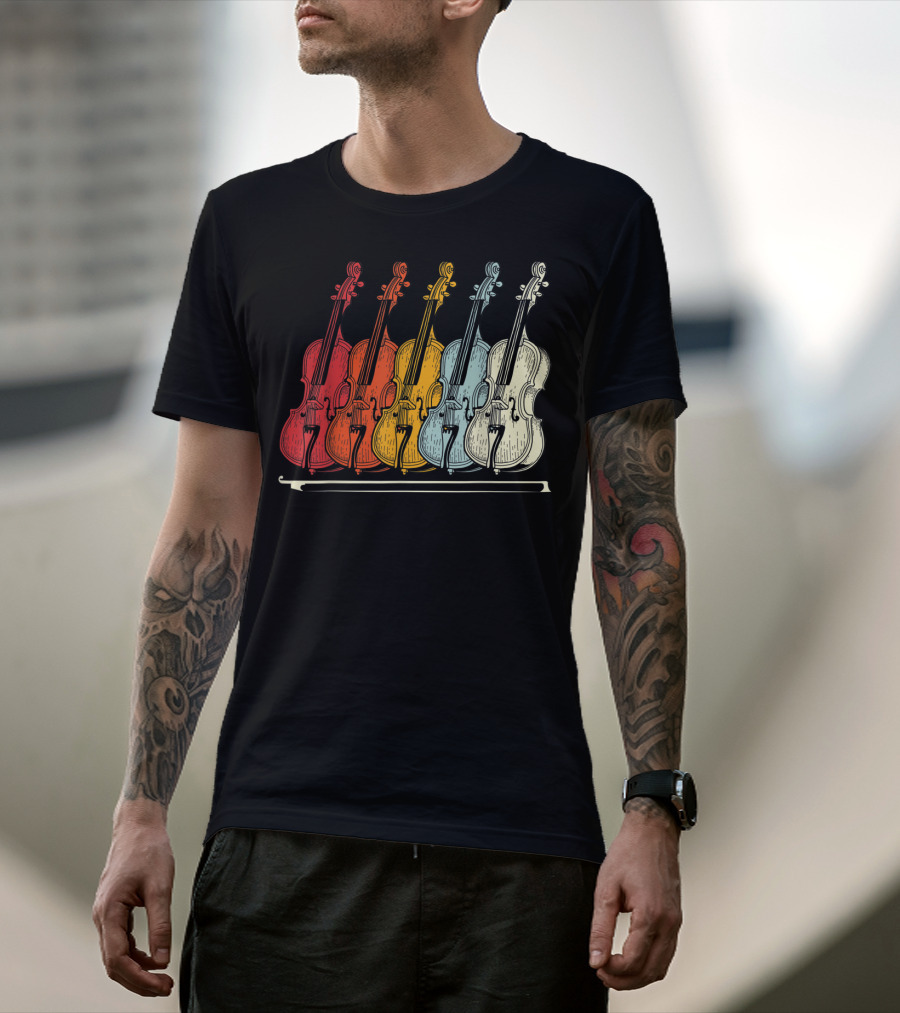 Classic Cello Rainbow Musical Instrument T-Shirt