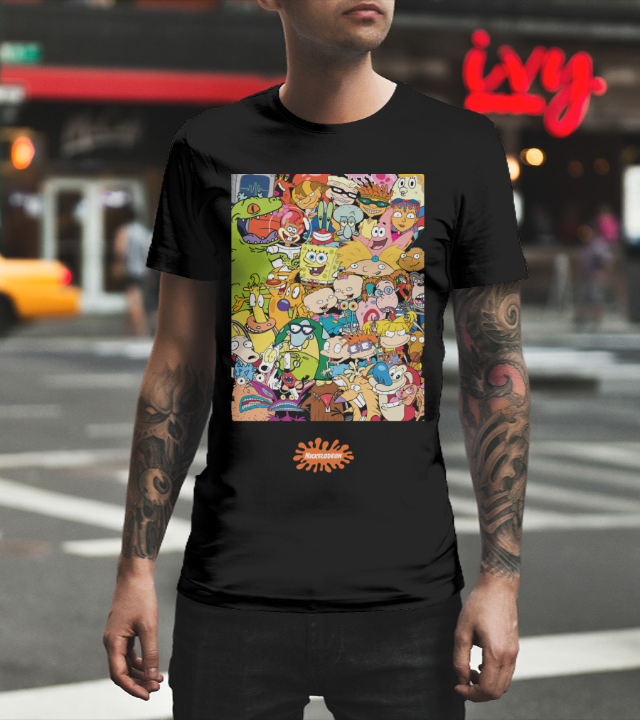 Nickelodeon Classic 90s Cartoon Character Collage T-Shirt