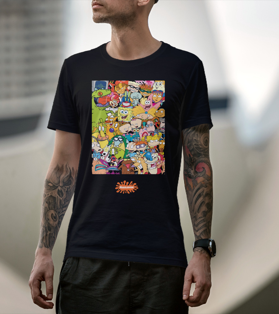 Nickelodeon Classic 90s Cartoon Character Collage T-Shirt