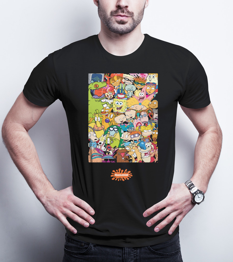 Nickelodeon Classic 90s Cartoon Character Collage T-Shirt