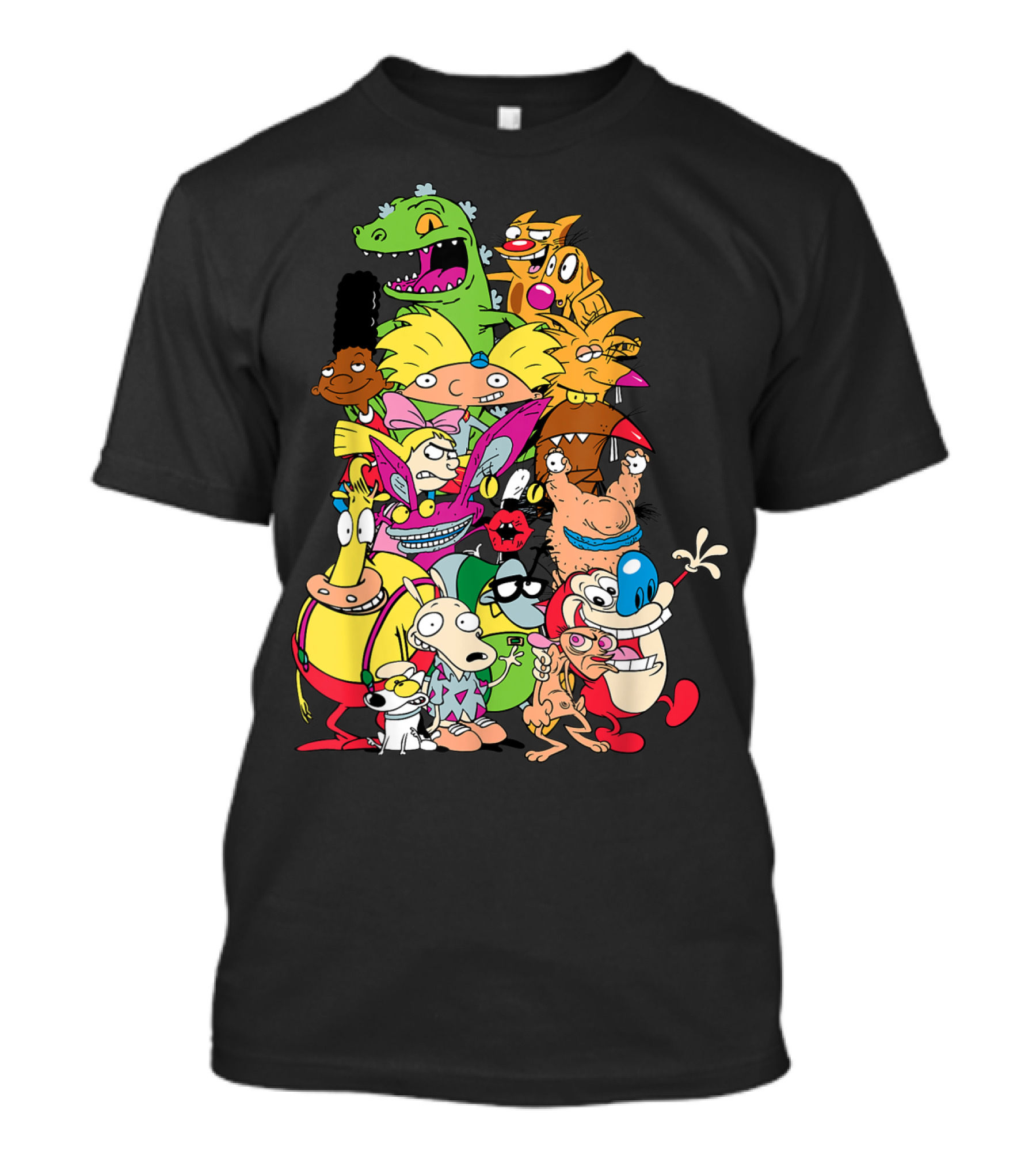 Nickelodeon 90s Rugrats Hey Arnold Rocko Ren Stimpy Cartoon Characters T-Shirt