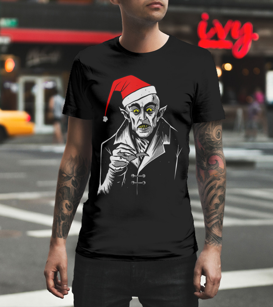 Nosferatu Vampire Santa Christmas Clause T-Shirt