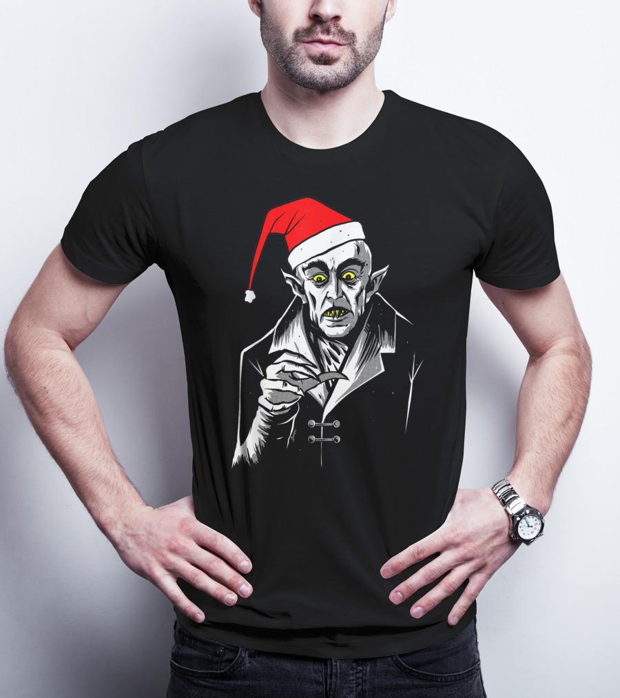 Nosferatu Vampire Santa Christmas Clause T-Shirt