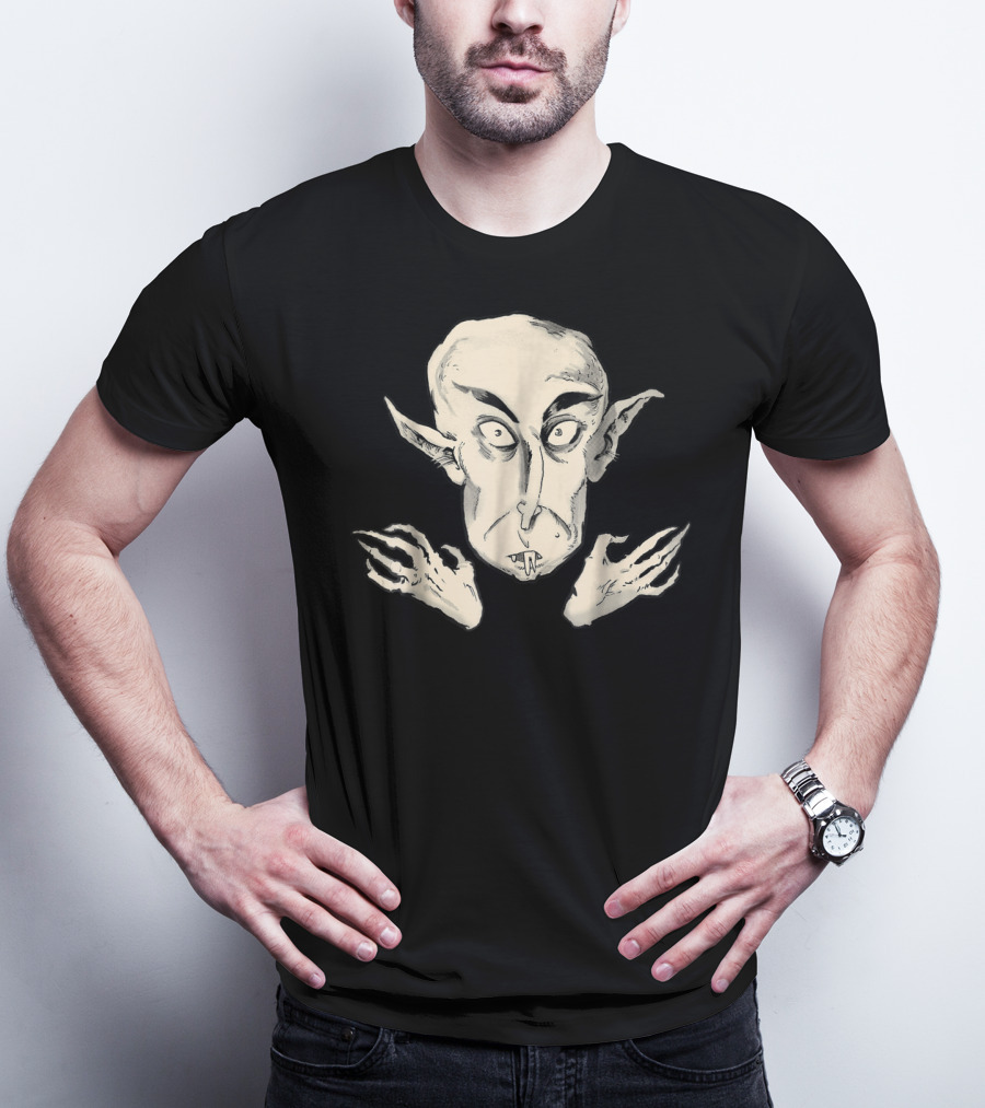 Nosferatu The Vampyre Creepy Classic Vampire Illustration Face And Claws T-Shirt