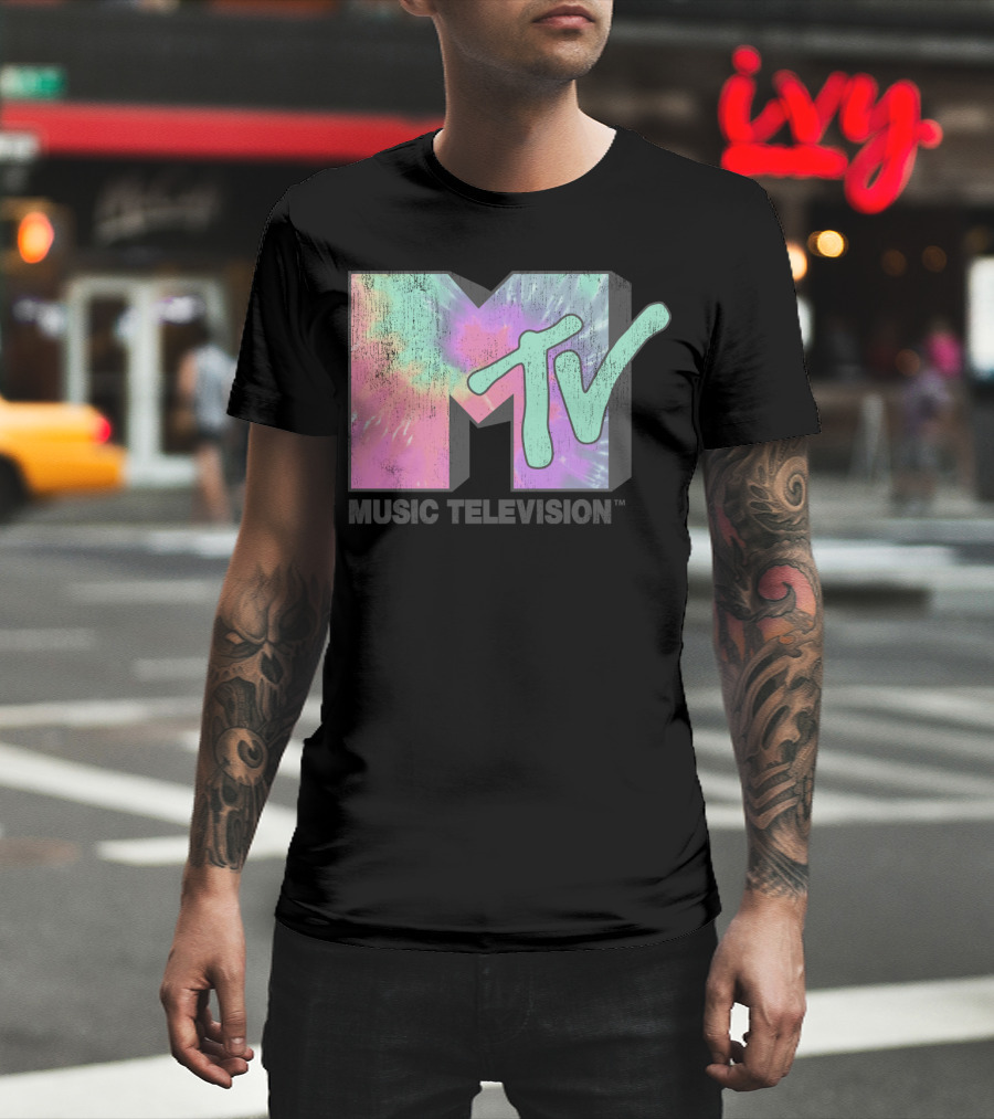 MTV Music Television Neon Tie Dye T-Shirt