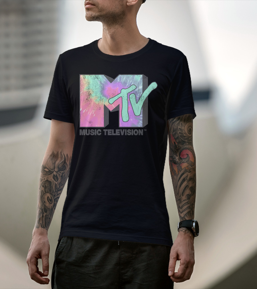 MTV Music Television Neon Tie Dye T-Shirt
