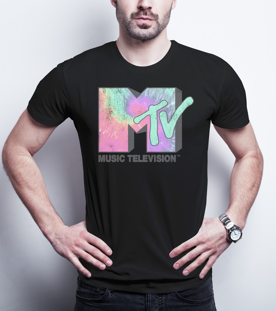 MTV Music Television Neon Tie Dye T-Shirt
