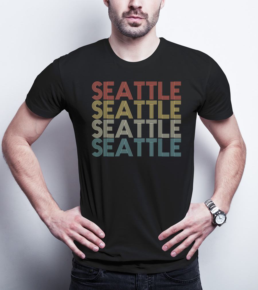 Retro Seattle Classic Vintage Seattle Repeated T-Shirt