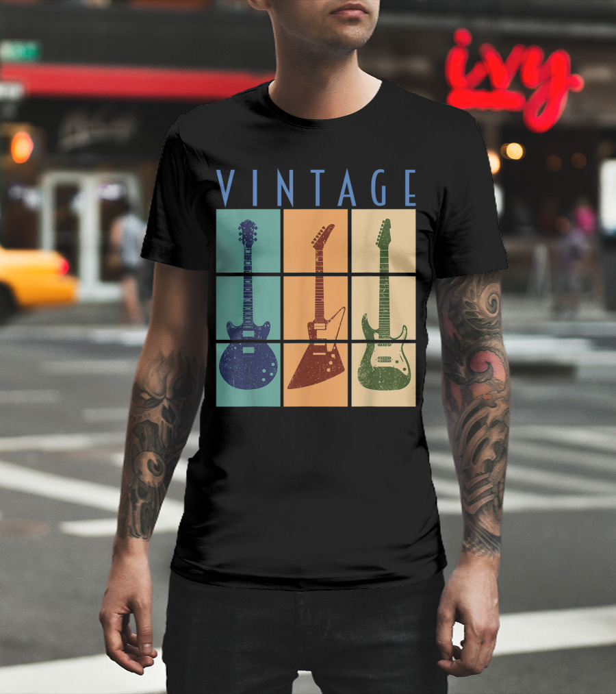 Vintage Retro Classic Guitar Cool Vintage Guitars T-Shirt