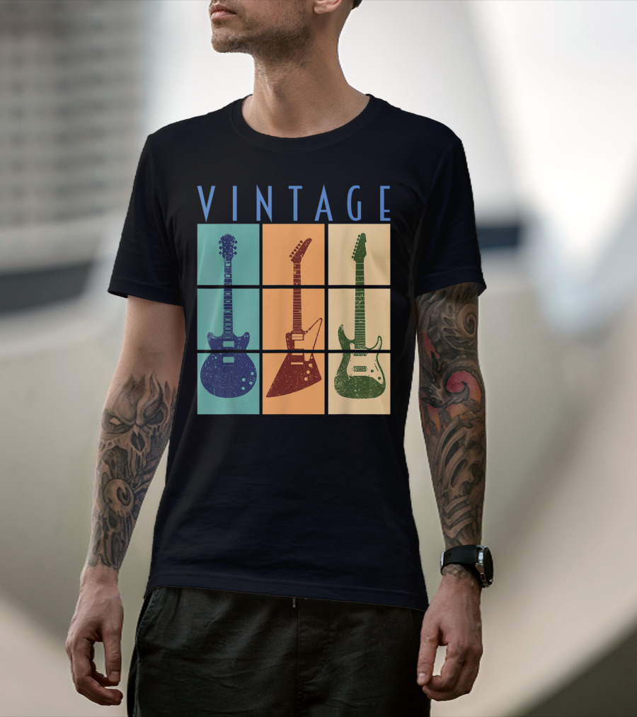 Vintage Retro Classic Guitar Cool Vintage Guitars T-Shirt