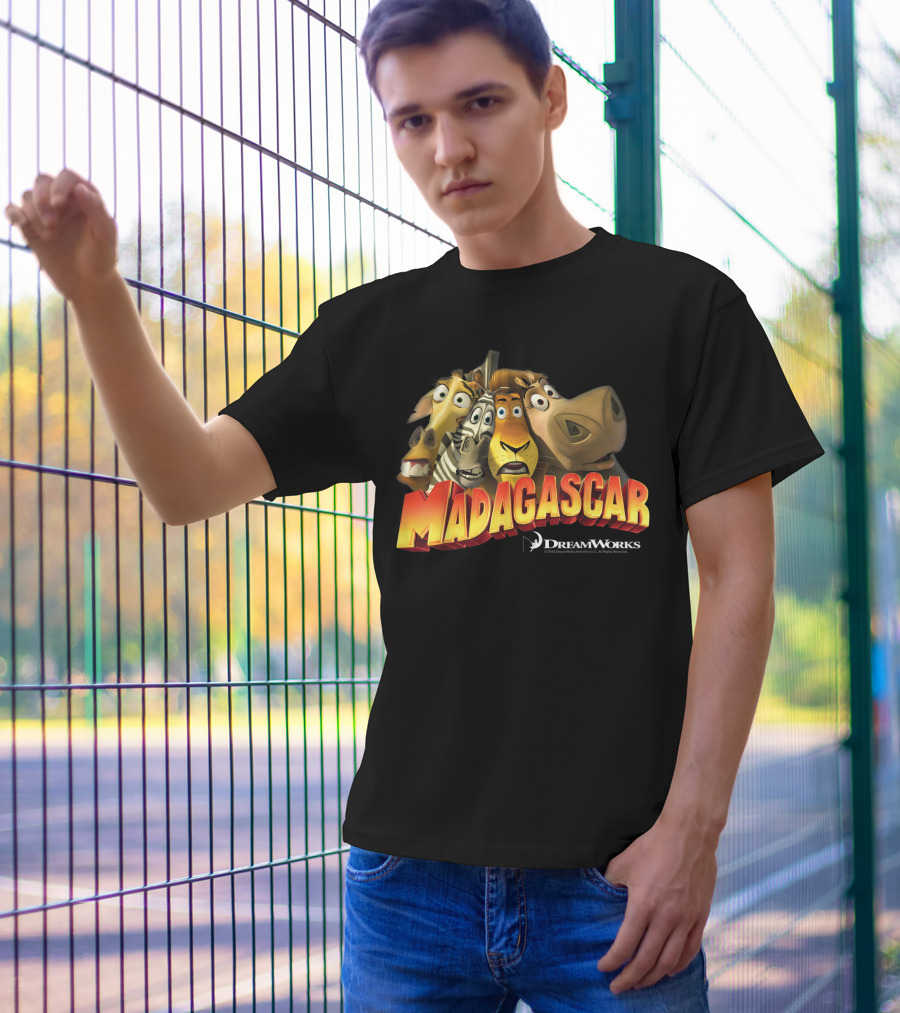 Madagascar DreamWorks Movie Characters Squished Group Shot T-Shirt