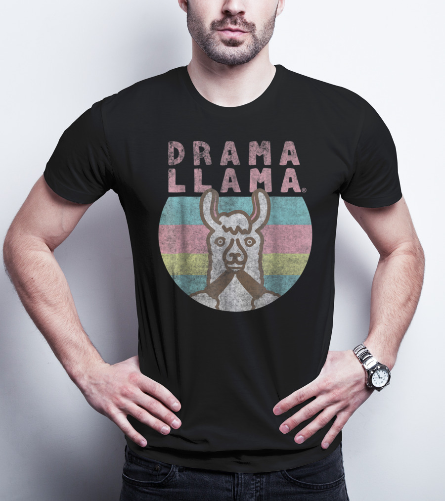 Drama Llama Vintage Classic Lama Retro Stripes T-Shirt