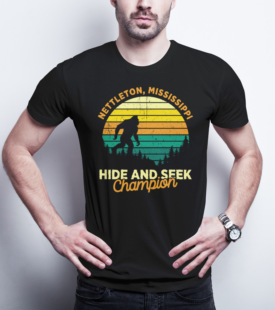 Nettleton Mississippi Bigfoot Hide And Seek Champion Retro T-Shirt