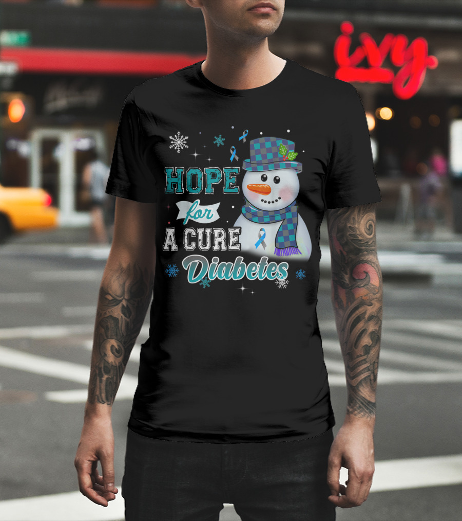 HOPE FOR A CURE DIABETES Snowman T-Shirt