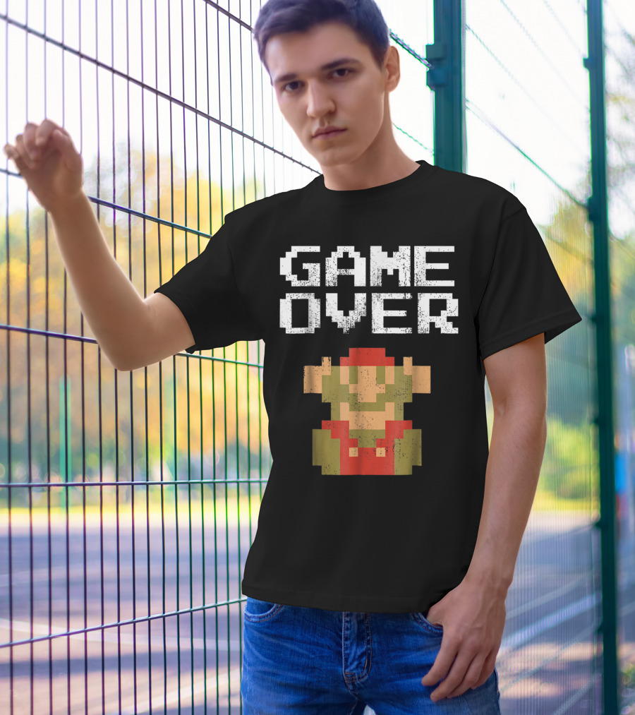 Super Mario Game Over Pixel Art Mario Fall T-Shirt