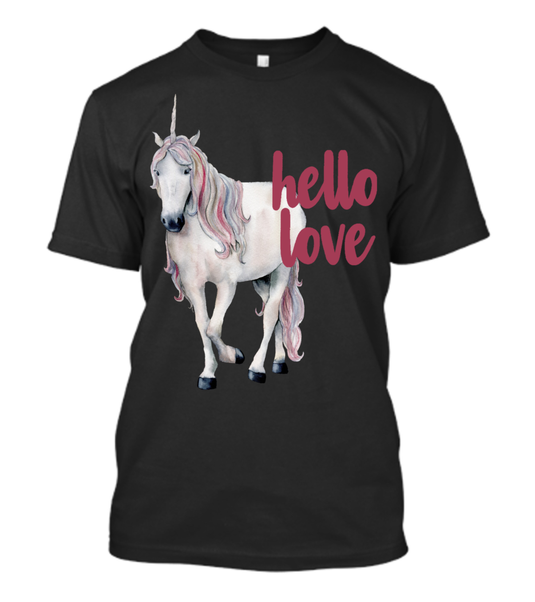Hello Love Unicorn Funny Magical Animal T-Shirt
