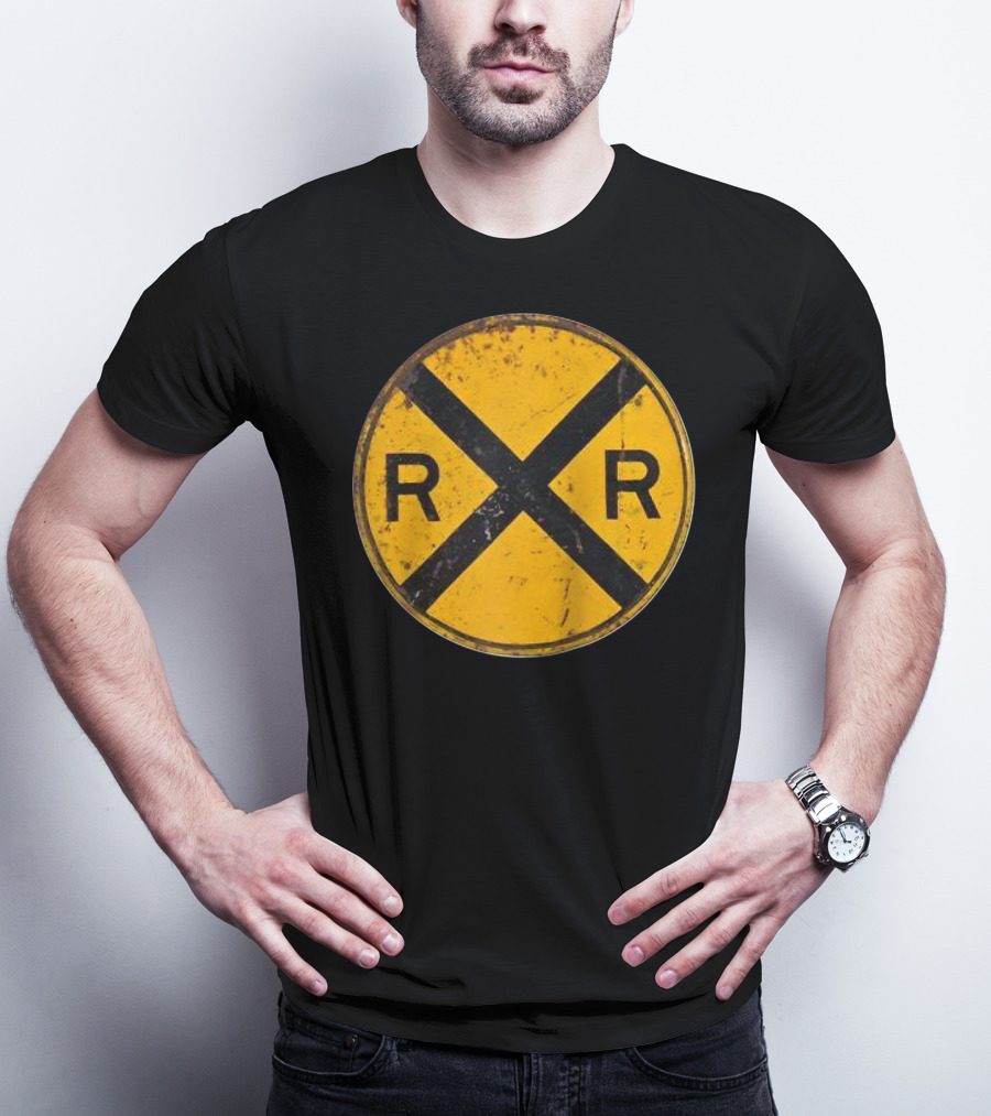 Vintage Railroad Crossing Sign RR Engineer Worker T-Shirt