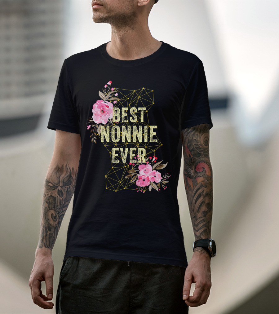 Best Nonnie Ever Floral Design Mothers T-Shirt