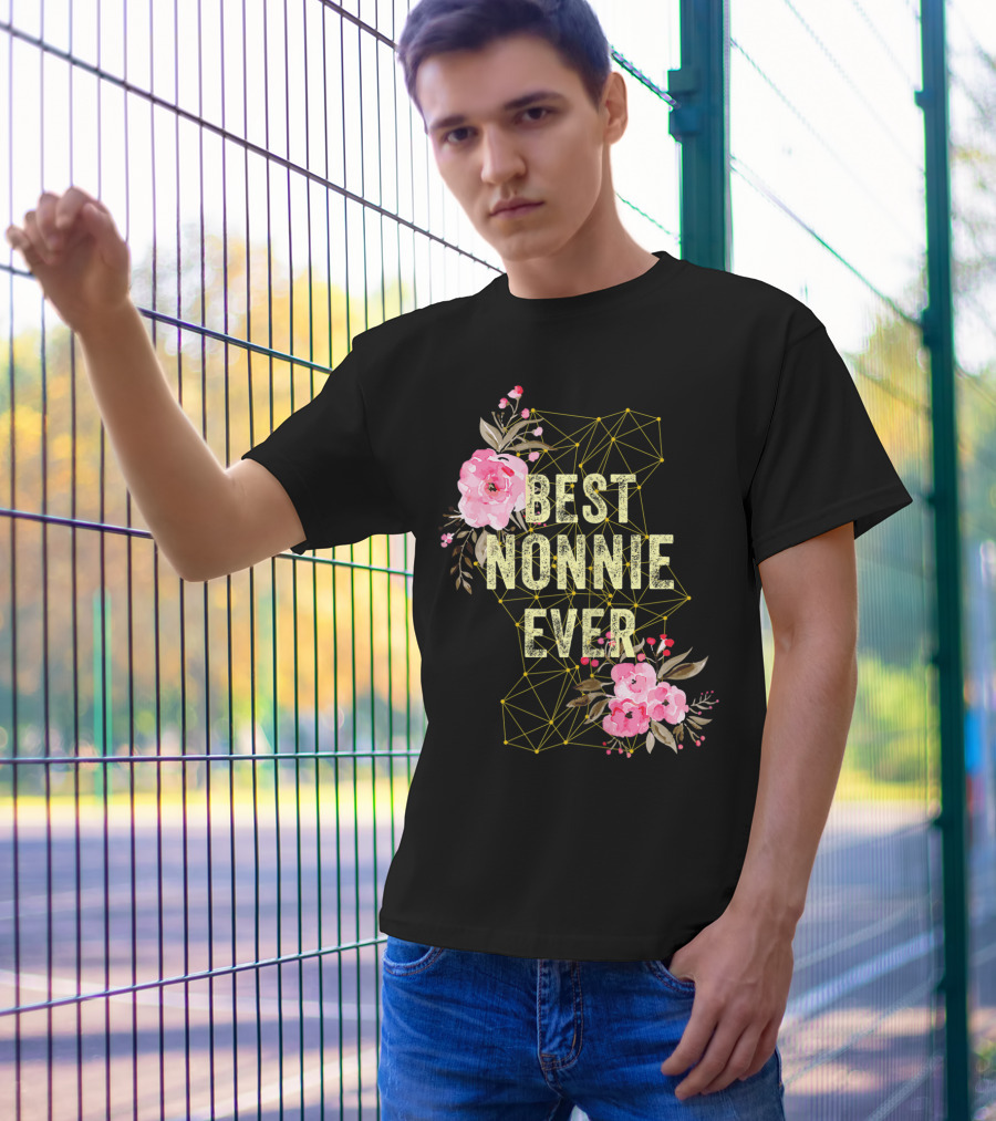 Best Nonnie Ever Floral Design Mothers T-Shirt