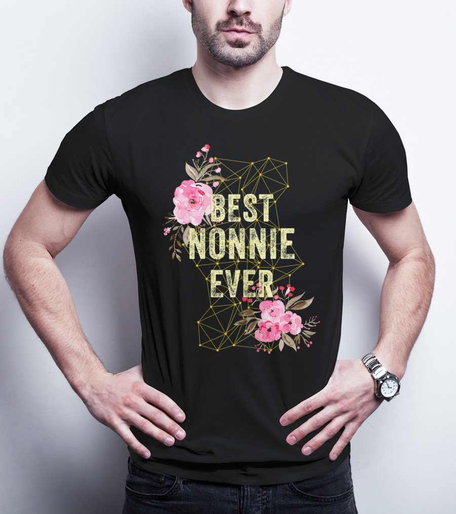 Best Nonnie Ever Floral Design Mothers T-Shirt