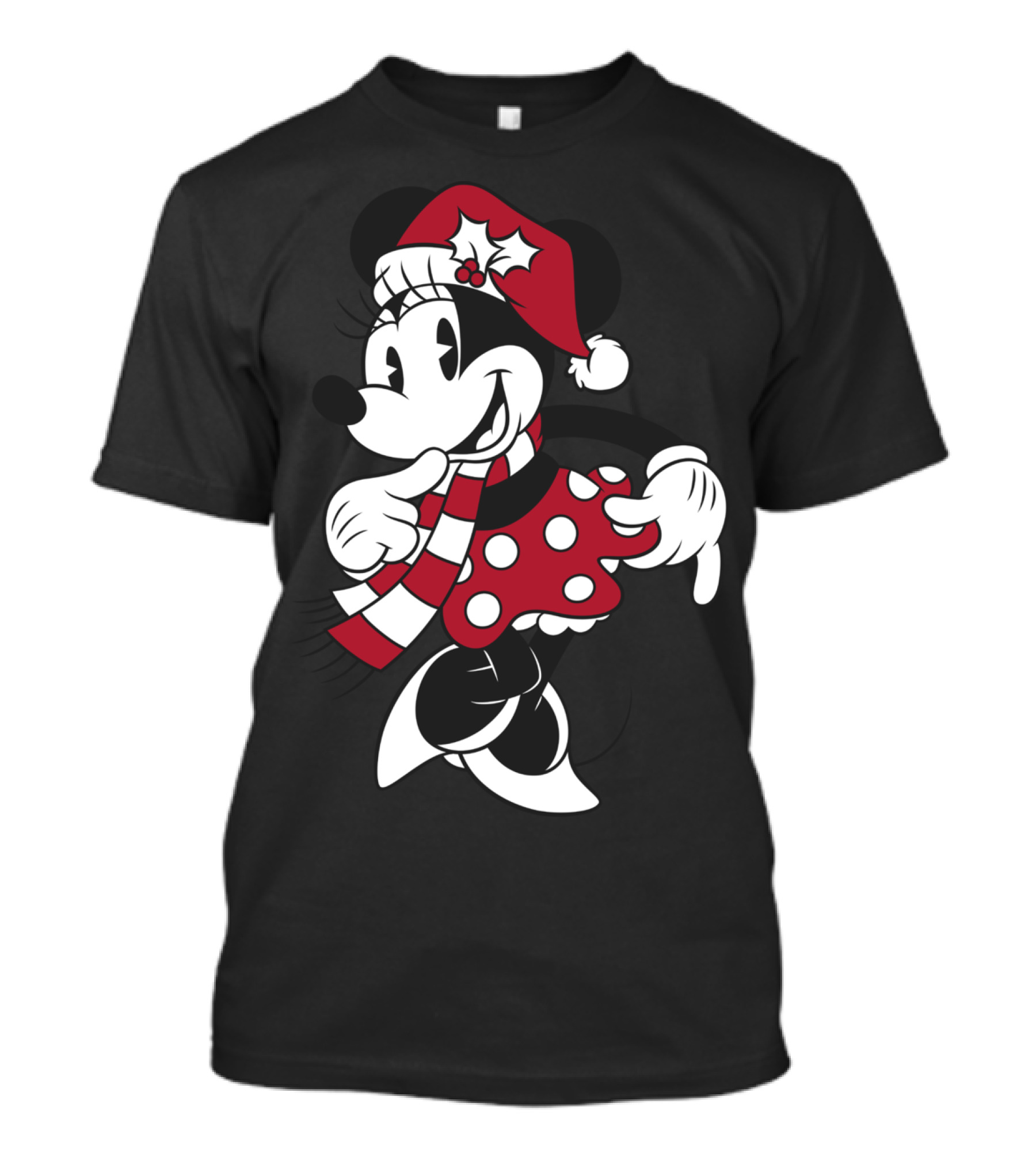 Disney Minnie Mouse Christmas Santa Hat And Scarf T-Shirt