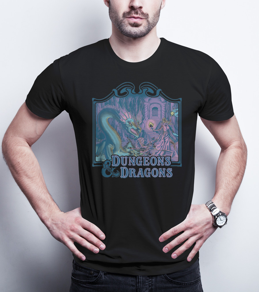 Dungeons And Dragons Classic Basic Rule Dragon Encounter Scene T-Shirt