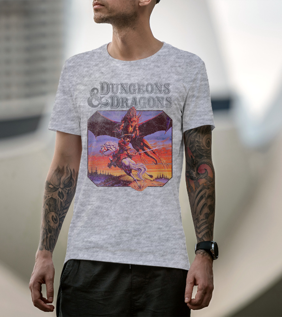 Dungeons And Dragons Classic Expert Rules Knight With Dragon T-Shirt