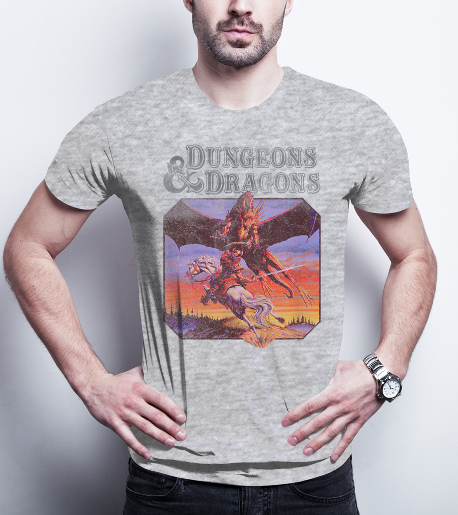 Dungeons And Dragons Classic Expert Rules Knight With Dragon T-Shirt