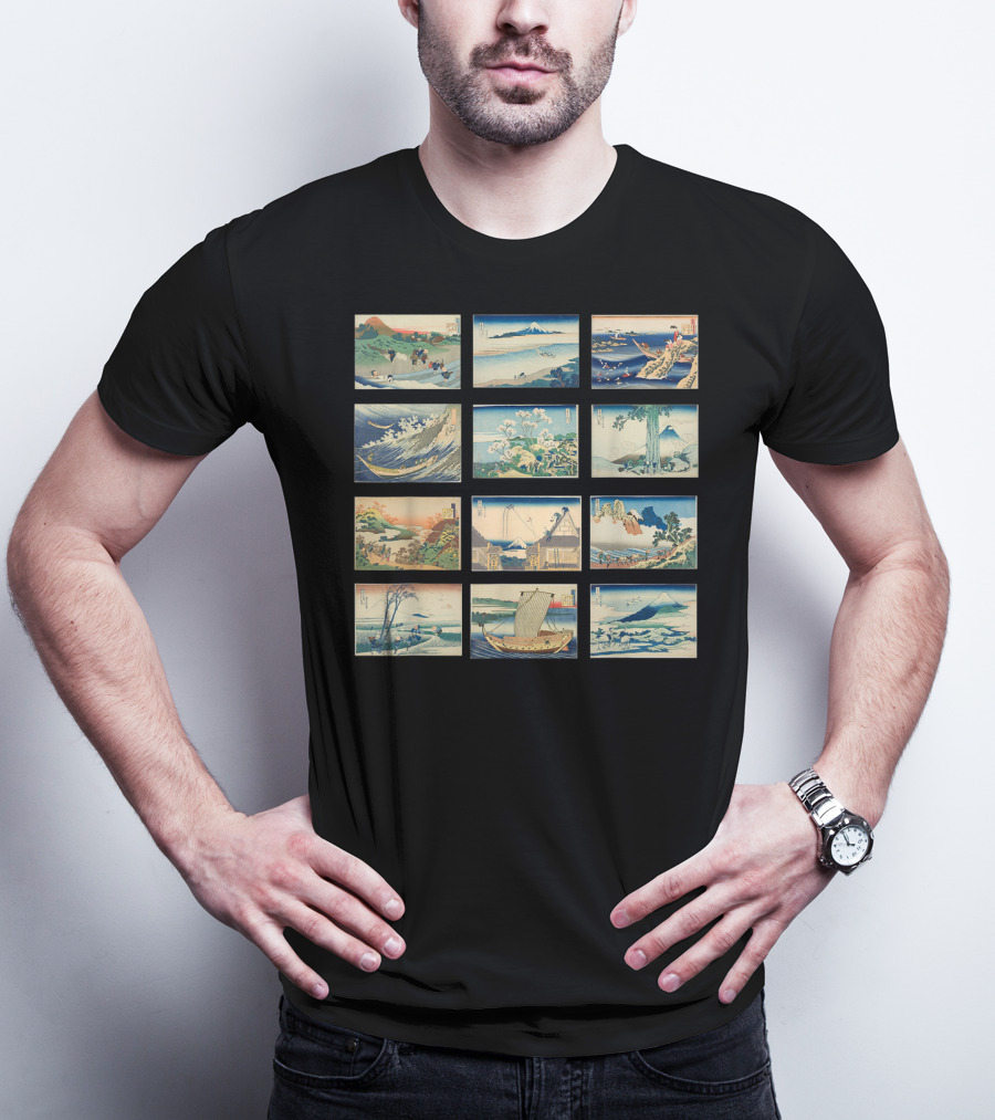 Famous Vintage Japanese Classics Ukiyo-e Wave And Mount Fuji T-Shirt