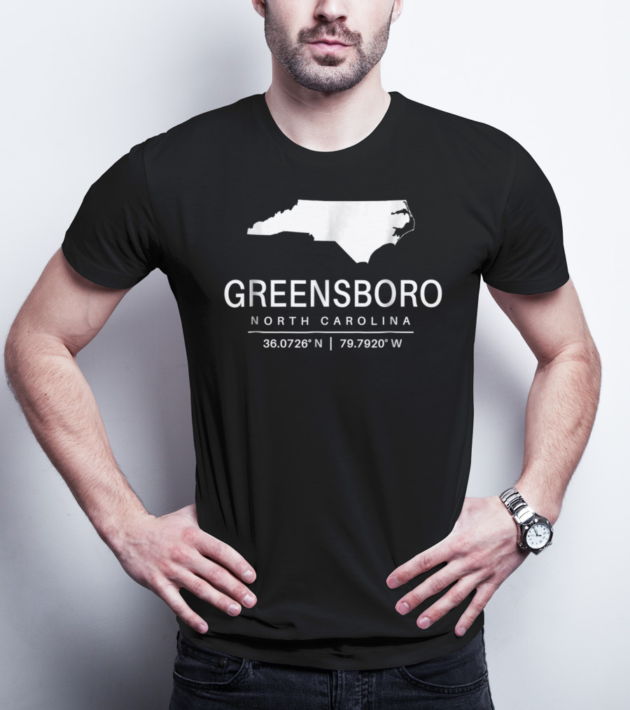 Greensboro North Carolina 36.0726°N 79.7920°W Classic NC Map T-Shirt