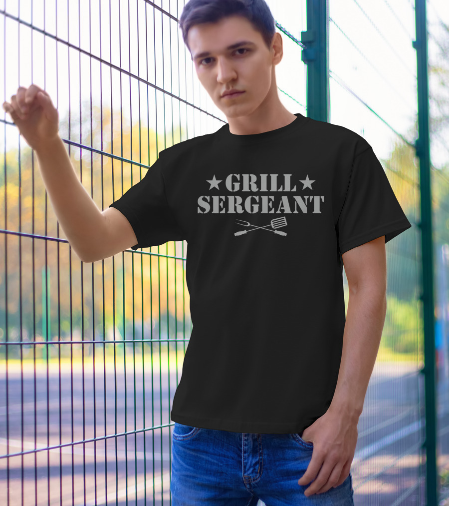 Grill Sergeant Stars Utensils Classic Look Soft Touch T-Shirt