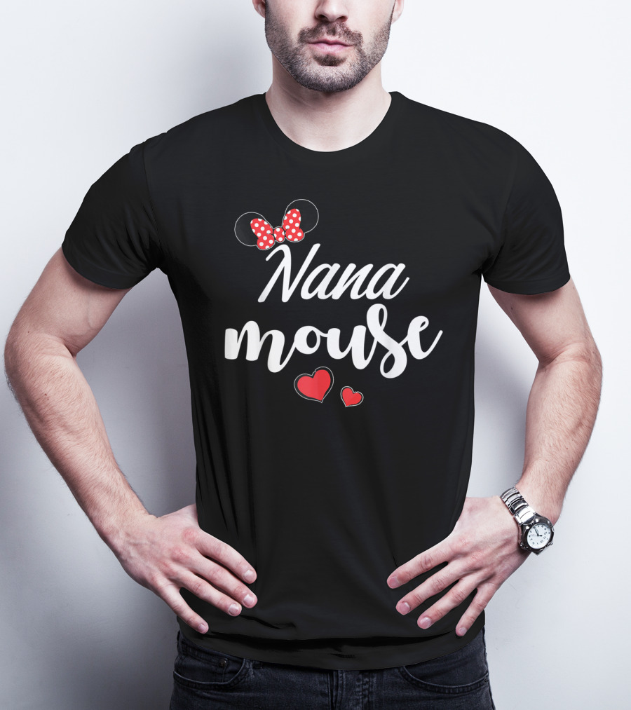 Nana Mouse With Polka Dot Bow And Red Hearts T-Shirt