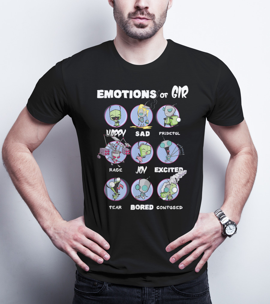 Emotions Of GIR Invader Zim Happy Sad Prideful Rage Joy Excited Fear Bored Confused T-Shirt