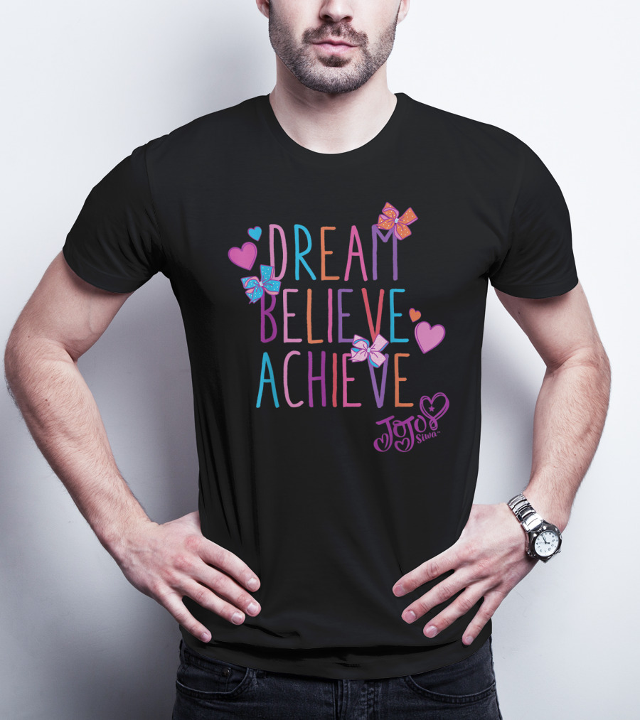 Nickelodeon Jojo Siwa Dream Believe Achieve Hearts And Bows T-Shirt