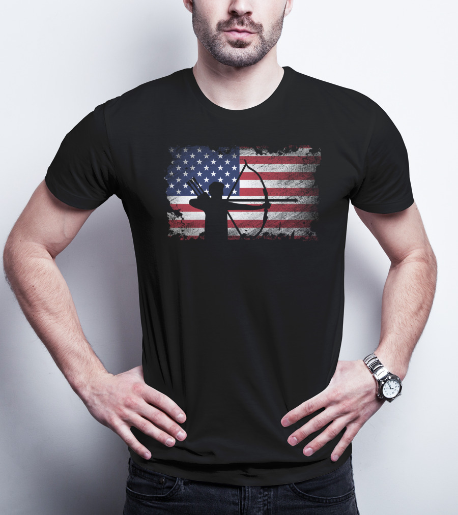 USA Flag Archery American Patriotic Player T-Shirt