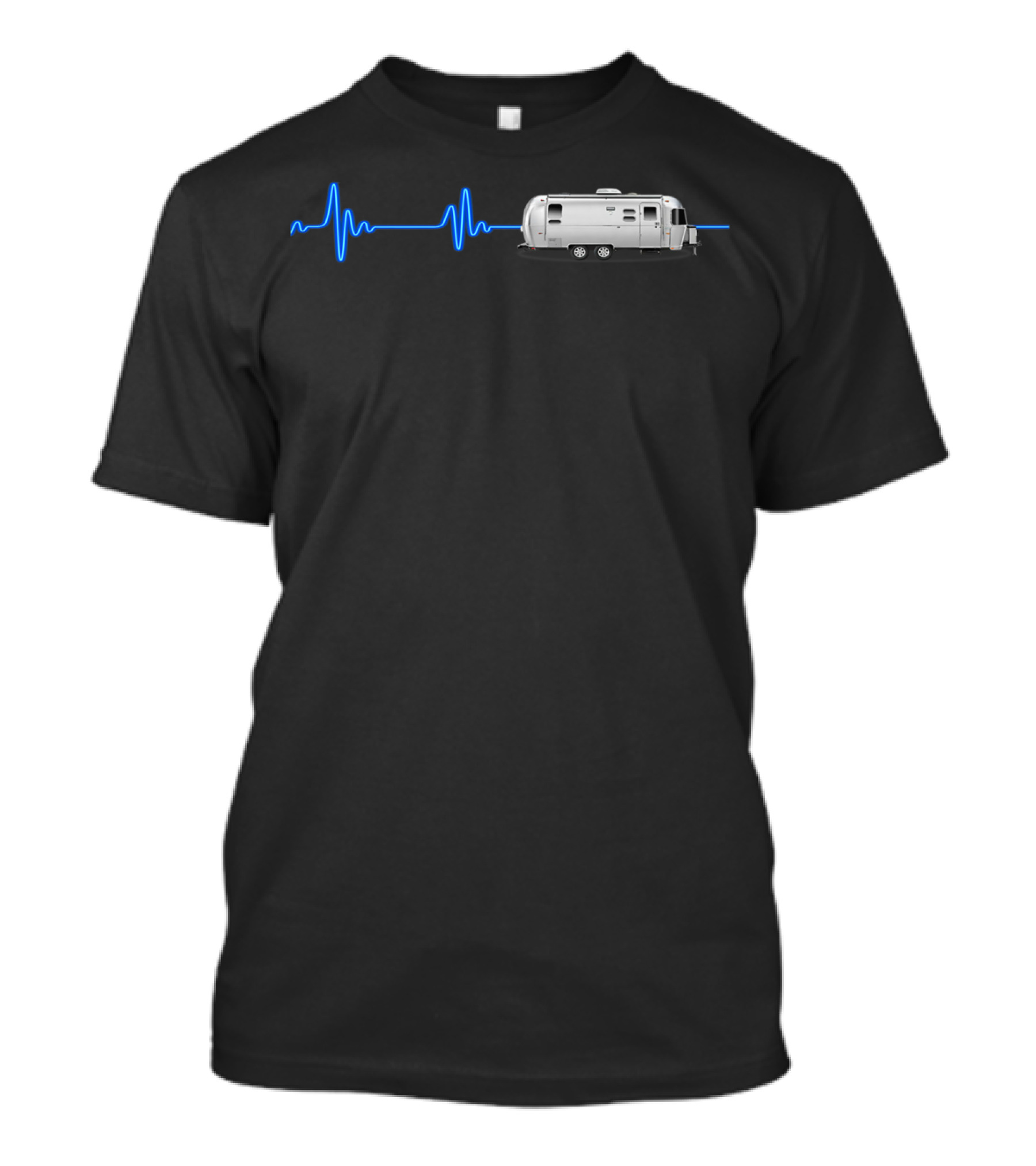 Airstream With Blue Neon Heartbeat T-Shirt