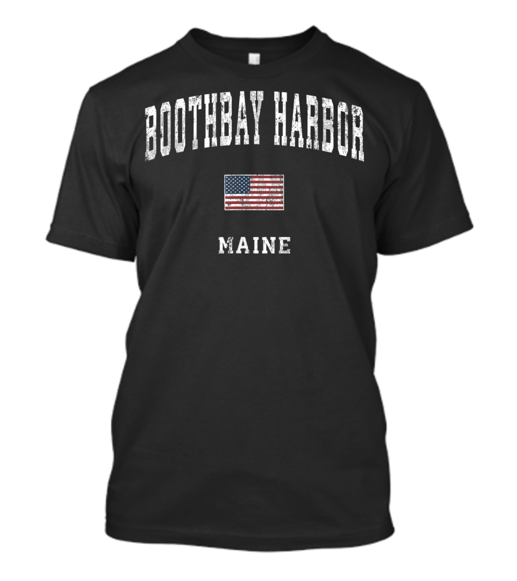 Boothbay Harbor Maine Vintage American Flag T-Shirt