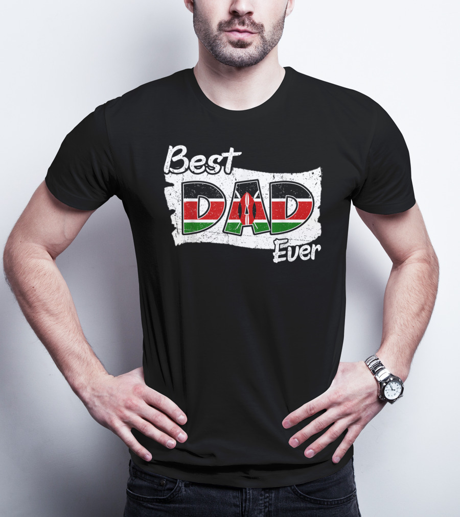 Best Dad Ever Kenyan Flag Map T-Shirt