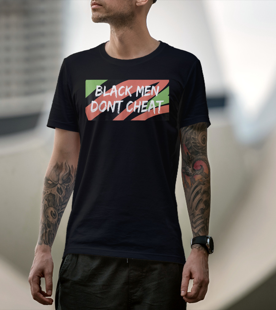 BLACK MEN DONT CHEAT Black Red Green Stripes T-Shirt