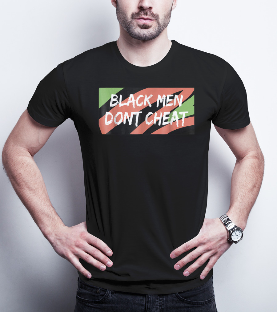 BLACK MEN DONT CHEAT Black Red Green Stripes T-Shirt